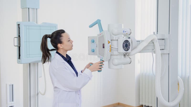 Lateral View of a Woman Radiologist Stock Image - Image of science ...
