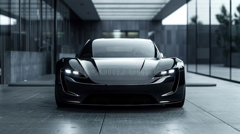Latest Car Design Front View Against a Backdrop of Modern Minimalism ...