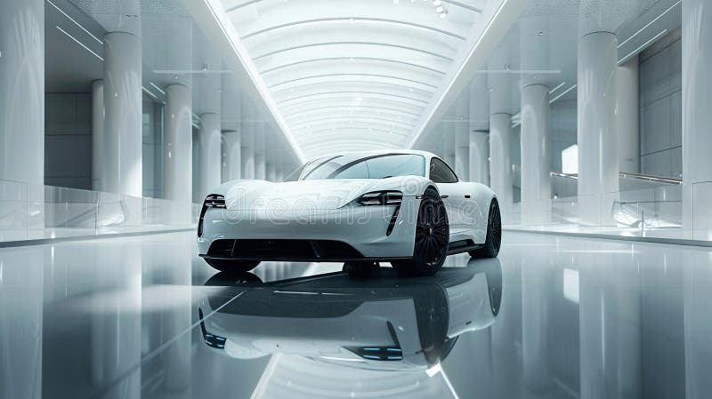 Latest Car Design Front View Against a Backdrop of Modern Minimalism ...