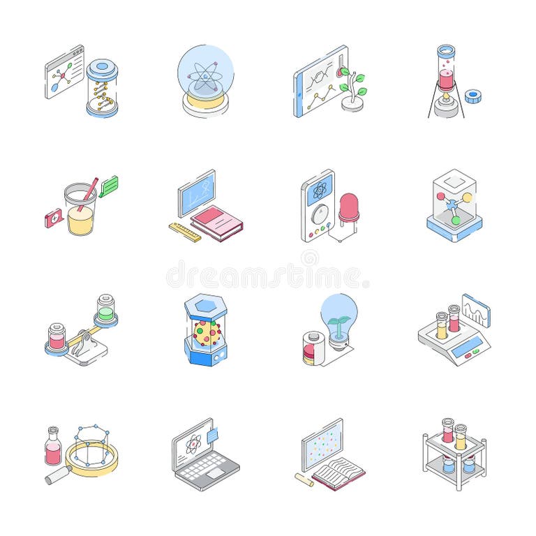 Latest Collection of Science Study Isometric Icons Stock Vector ...