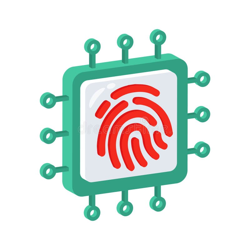 Latest 3d Style Icon Showing Biometric Chip Technology Stock ...