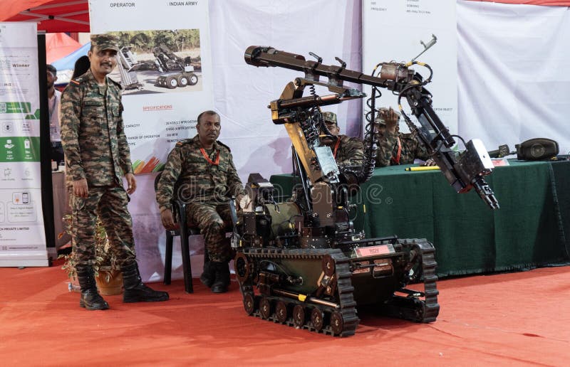 Latest Defence Artillery Robot Displayed at a Stall during East Tech ...