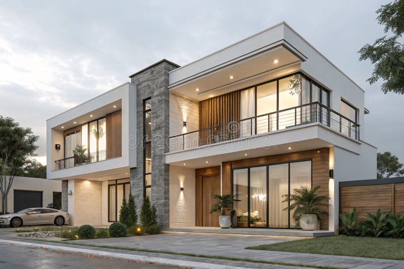 Latest House Front Elevation Designs Stock Illustration - Illustration ...