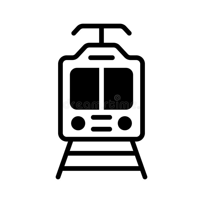 Latest Glyph Style Icon Showing Electric Tram Stock Vector ...
