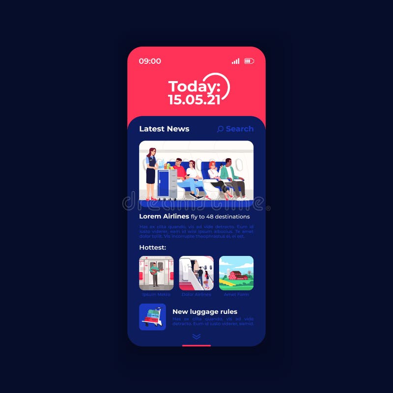 Latest News App Smartphone Interface Vector Template Stock Vector ...