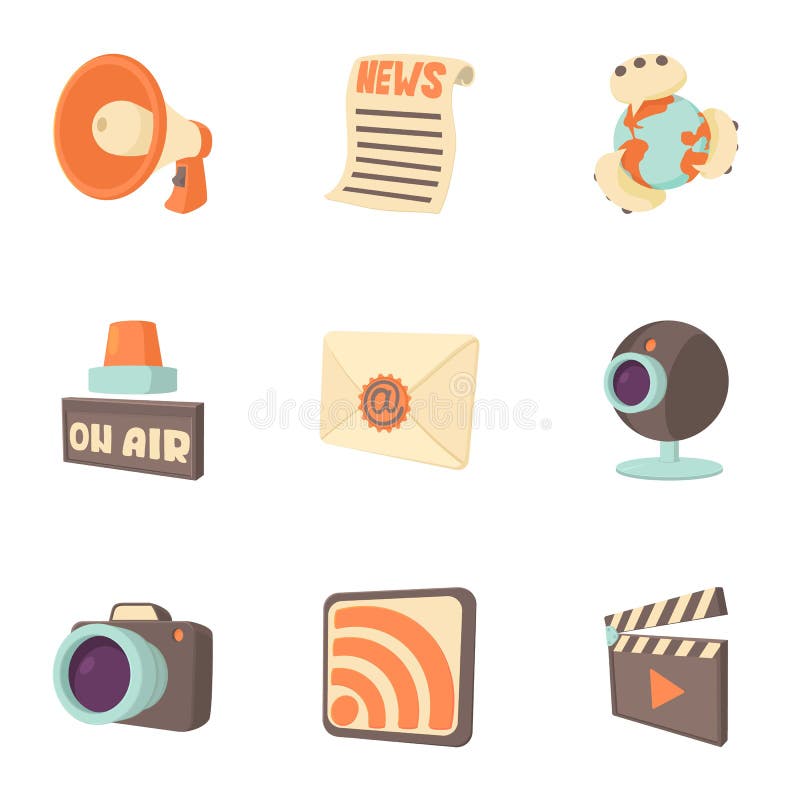 Cartoon Cat News Reporter Characters Set. Stock Vector - Illustration ...