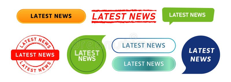 Latest News Stamp Speech Bubble and Button for Media Information daily ...