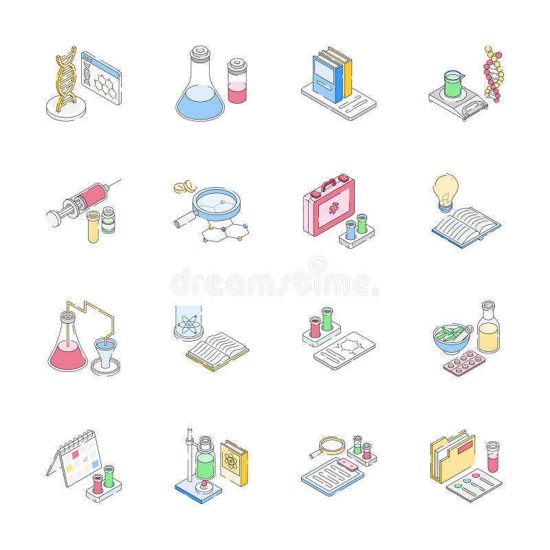 Latest Set of Lab Study Isometric Icons Stock Vector - Illustration of ...