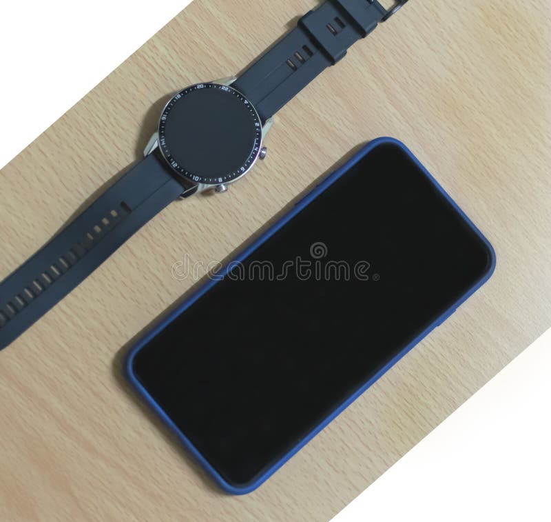 Latest Tech, Smart Watch and Mobile Together on a Table Stock Image ...
