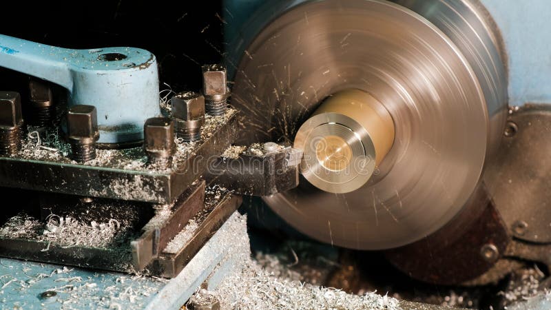 Turning lathe in action stock photo. Image of metal, cuttings - 17680332
