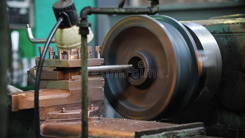 The Lathe Begins Its Work. Metal Rod Turning Stock Video - Video of ...