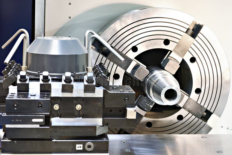 Spindle and a Clamping Mechanism for Turning Lathe. Stock Photo - Image ...
