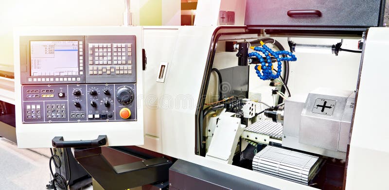 Lathe CNC automatic stock image. Image of drill, display - 271397901