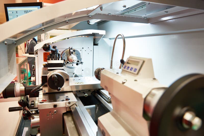 Modern lathe with CNC stock image. Image of cutter, lathe - 93209107