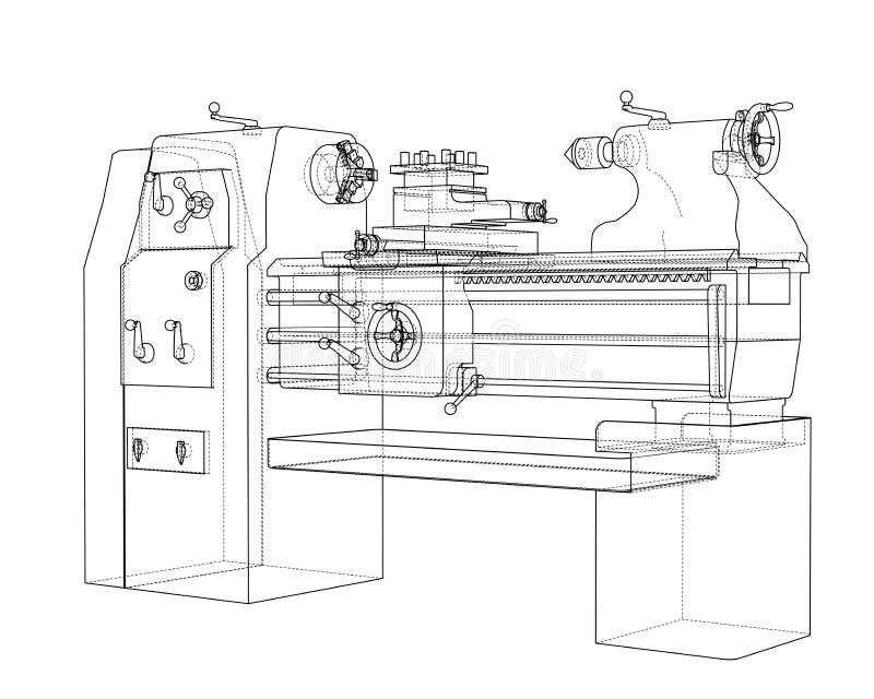 Lathe Concept. 3d Illustration Stock Illustration - Illustration of ...