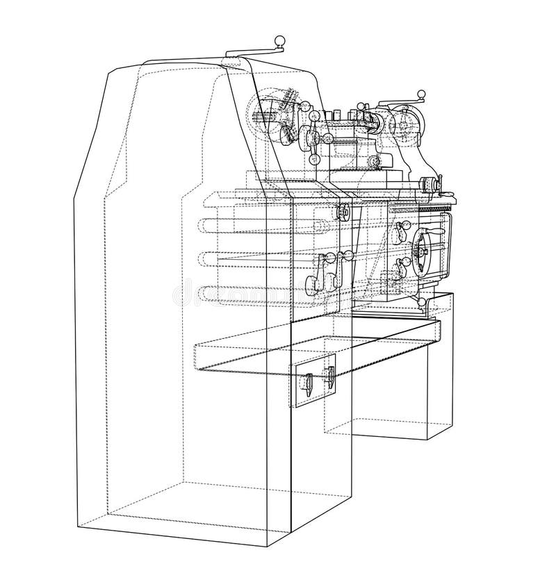 Lathe Concept. 3d Illustration Stock Illustration - Illustration of ...