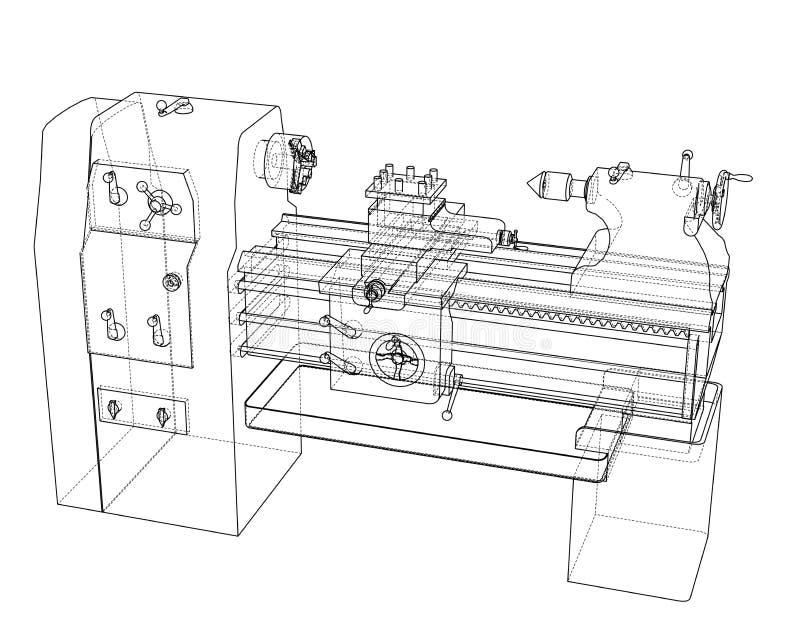 Lathe Concept. Vector Rendering of 3d Stock Vector - Illustration of ...