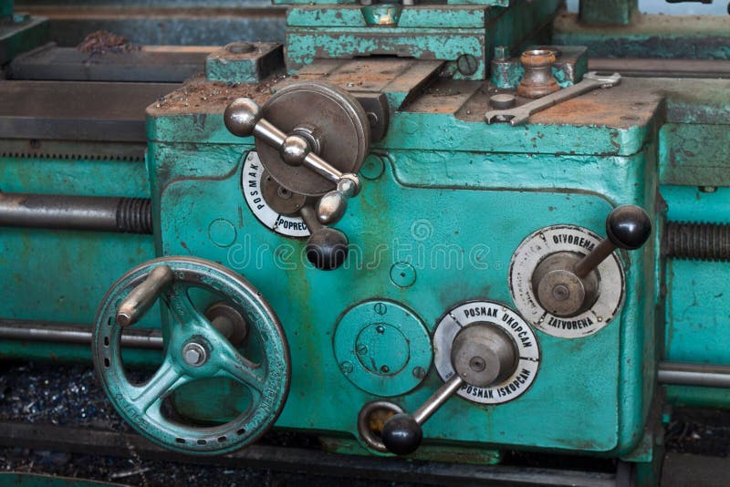 Lathe with control panel. stock image. Image of buttons - 23910493