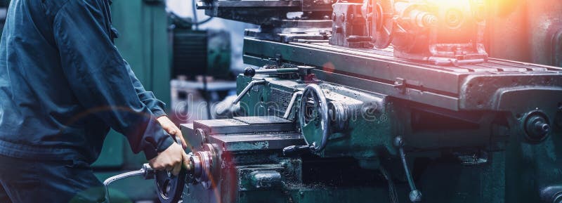 Lathe or Cutting Machine in Metallurgical Production, Close Up. Metal ...