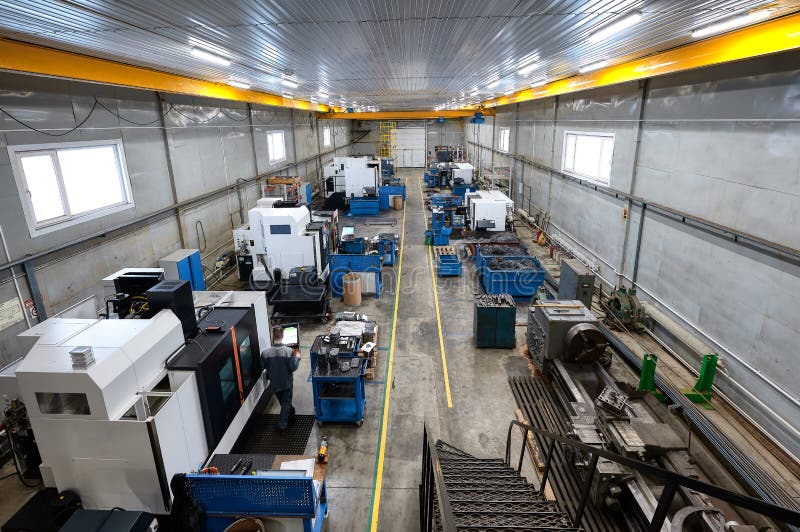 Lathe Department with Contemporary Digital Machine Tools Stock Photo ...