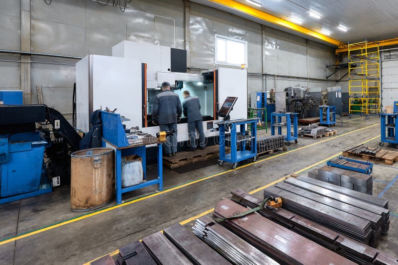 Lathe Department with Contemporary Digital Machine Tools Stock Image ...