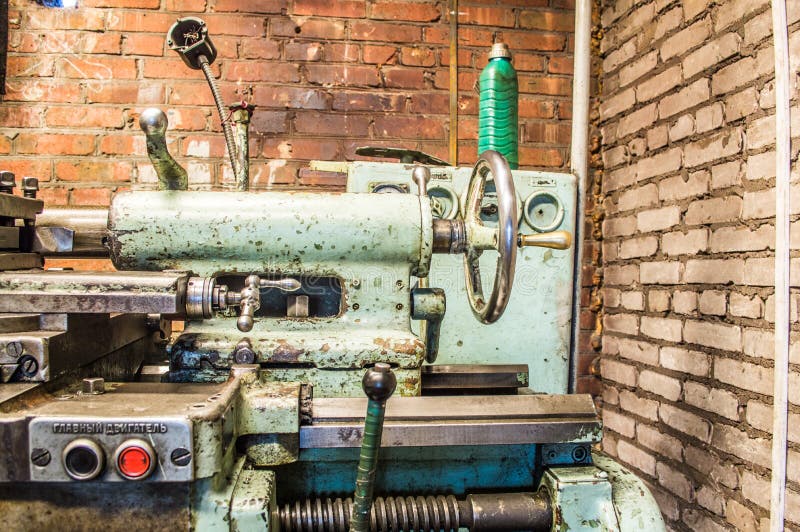 Lathe in factory stock image. Image of cutting, toling - 77357637