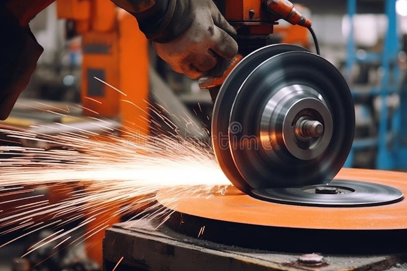 Lathe Grinder with Sparks while Finishing Metal Work Stock Illustration ...