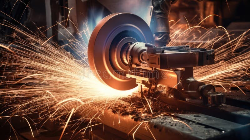 Lathe Grinder with Sparks while Finishing Metal Work Stock Illustration ...