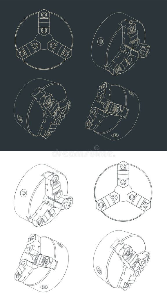 Lathe Half Open-Center Chuck Drawing Stock Vector - Illustration of ...
