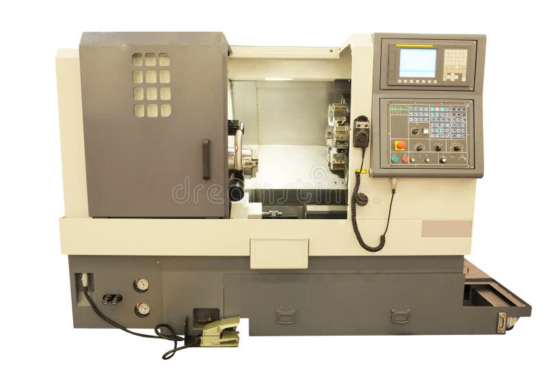 CNC lathe stock photo. Image of engines, work, rail, industrial - 17500584