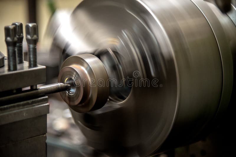 The Lathe Machine Bore Cutting the Metal Part . Stock Image - Image of ...