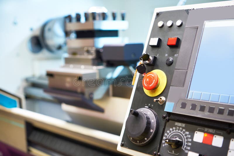 Lathe Control Panel with CNC Stock Image - Image of industrial ...