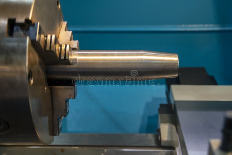 The Lathe Machine Cutting the Steel Rod. Stock Image - Image of ...