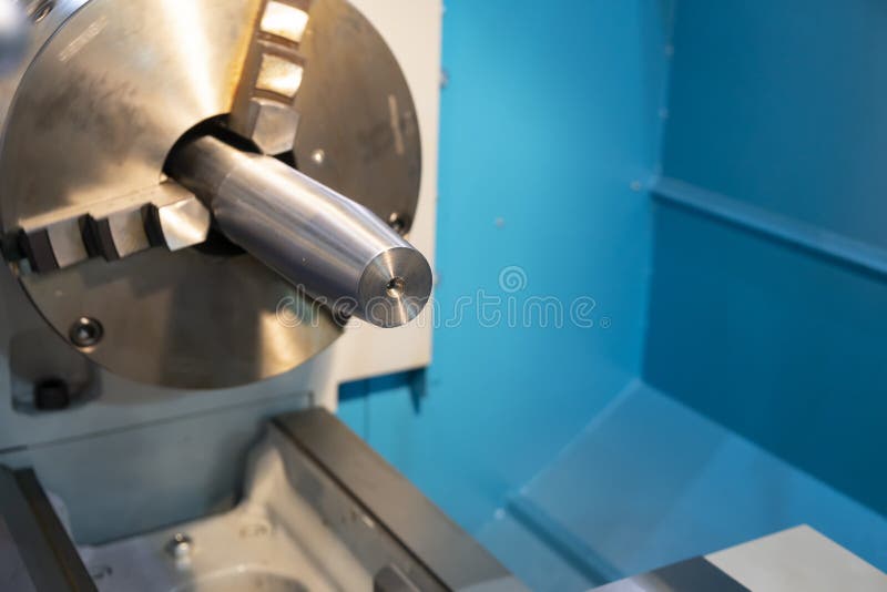 The Lathe Machine Cutting the Steel Rod. Stock Image - Image of milling ...