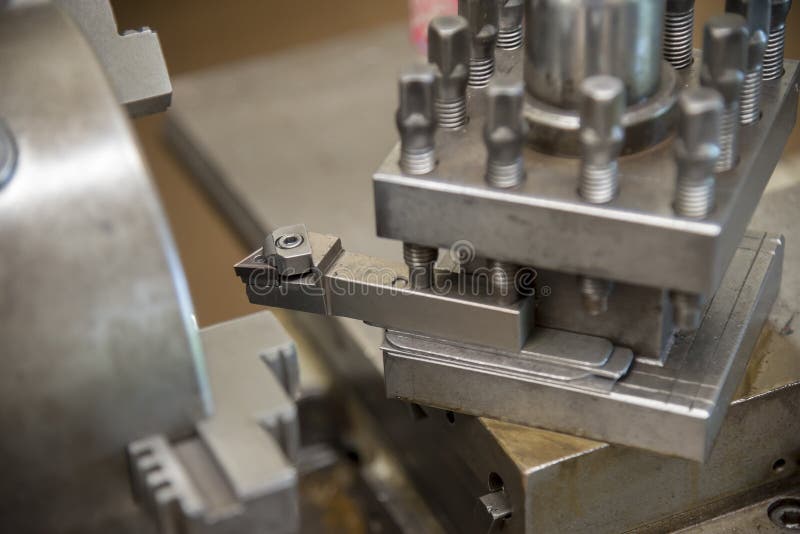 The Lathe Machine with Cutting Tool. Stock Photo - Image of machinery ...