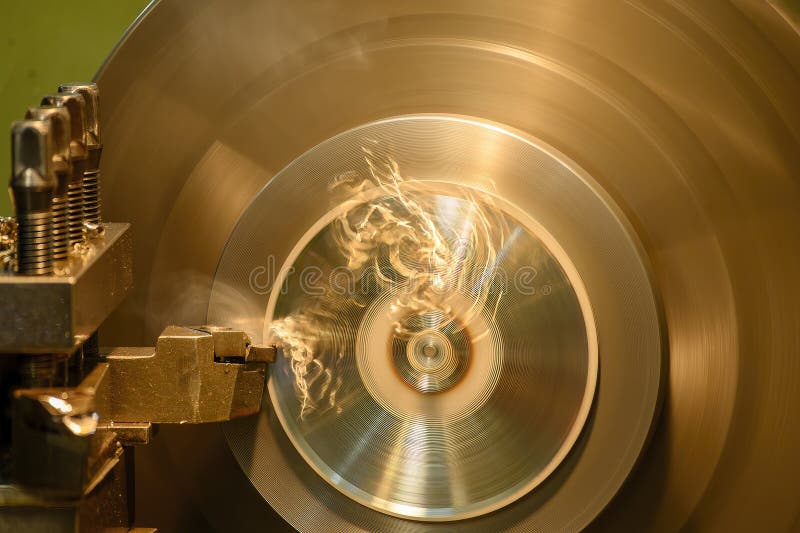 The Lathe Machine Finish Cut the Brass Material Parts by Lathe Tools ...