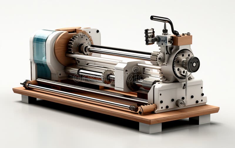 CNC Lathe Machine Isometric Blueprints Stock Vector - Illustration of ...