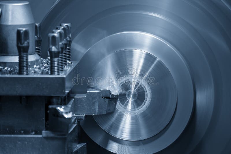 The Lathe Machine Operation by Face Cutting Metal Parts by Lathe Tools ...