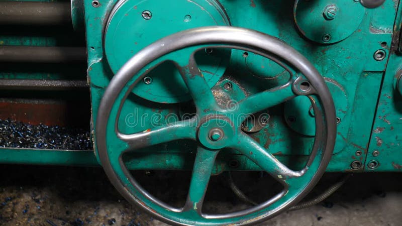 Lathe Machine Processes Detail. Rotating Wheel. Working Process in ...