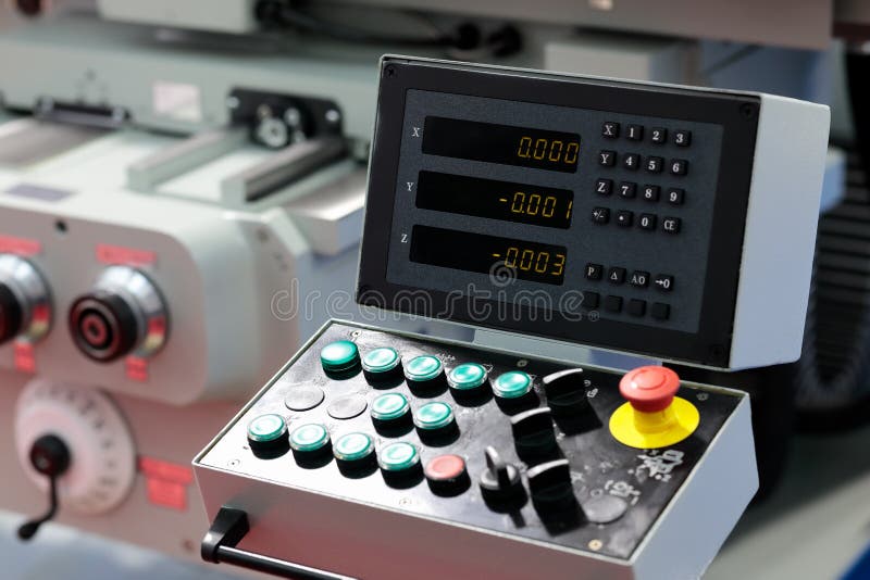 Lathe Machine with Remote Control Panel Stock Image - Image of display ...