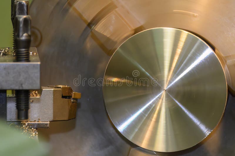 The Lathe Machine Rough Cut the Brass Material Parts by Lathe Tools ...