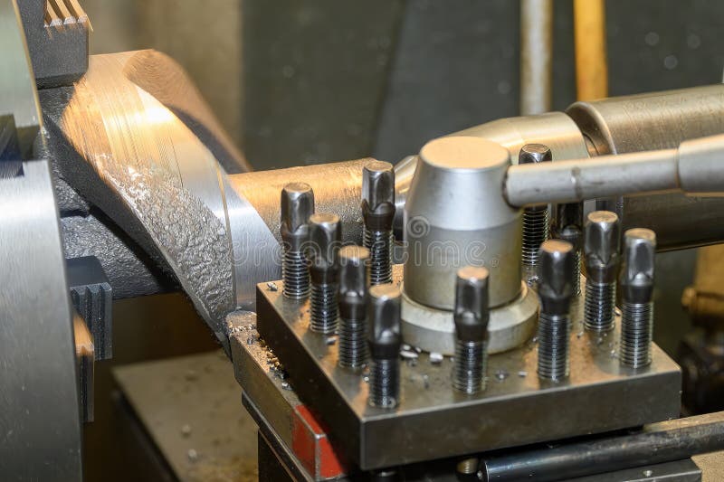 The Lathe Machine Rough Cutting the Cast Iron Parts Stock Image - Image ...