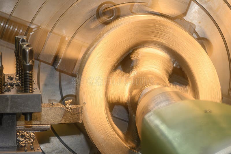 The Lathe Machine Rough Cutting the Cast Iron Parts Stock Photo - Image ...