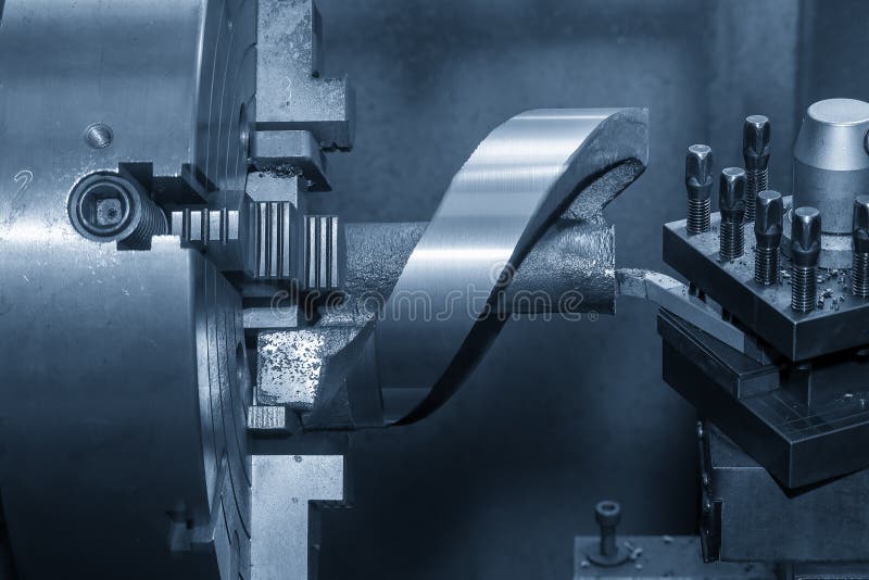 The Lathe Machine Rough Cutting the Die Casting Part by Lathe Tools ...