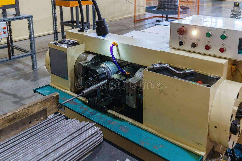 Lathe Machine Tapping Steel Rods Stock Image - Image of manufacturing ...