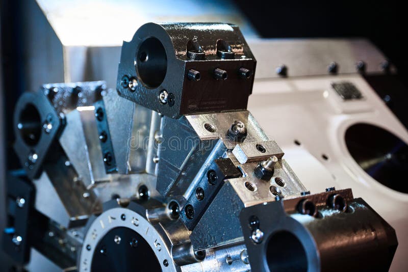 Lathe Machine Tool Installed in Production Plant Workshop Stock Photo ...