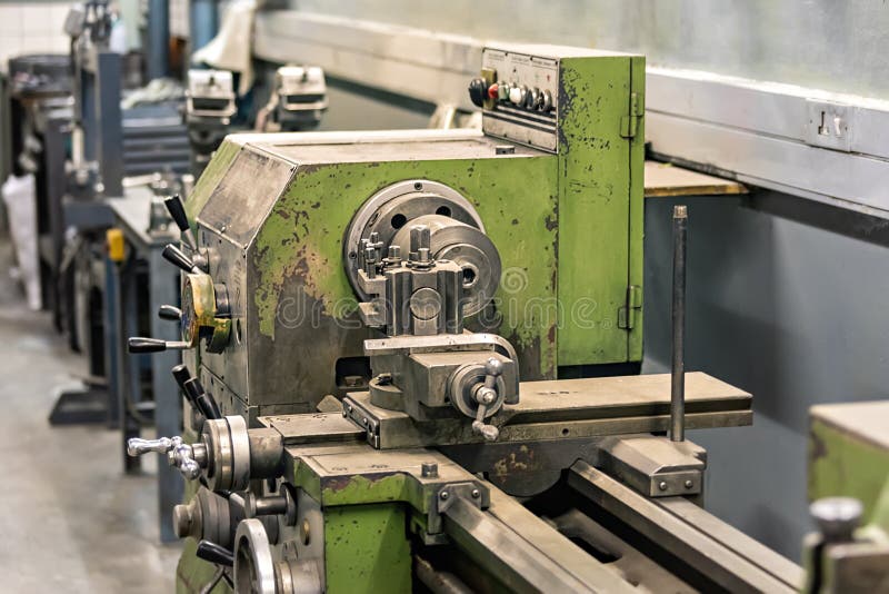 Old Lathe machine stock image. Image of workshop, metal - 153795313