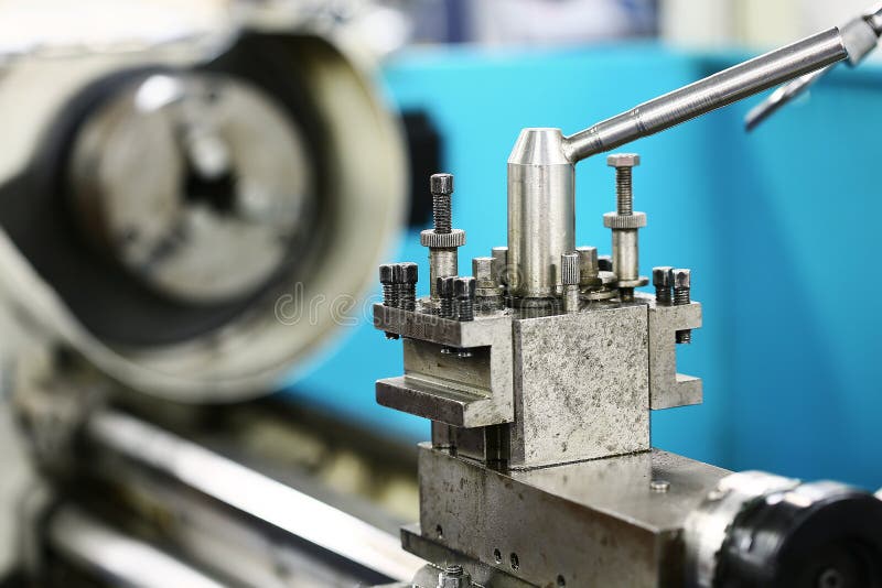 Lathe Machine in a Workshop and Garage. Lathe Machine is Operation on ...