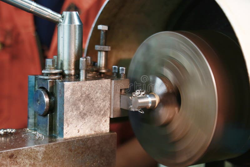 Lathe Machine in a Workshop and Garage. Lathe Machine is Operation on ...