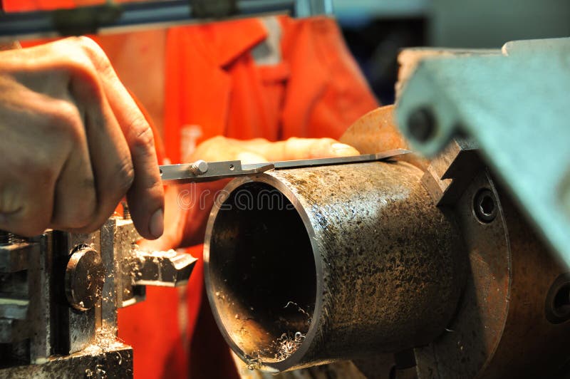 Lathe Machine in a Workshop, Part of the Lathe. Lathe Machine is ...
